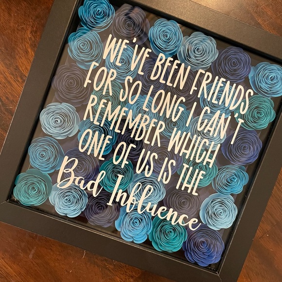 Wall Decor | Bad Influence Friendship Paper Rose Shadow Box 8x8 | Poshmark